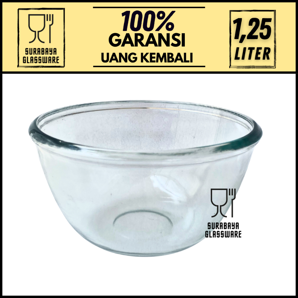 MIXING BOWL THICK GLASS BOWL 1200ML 2 LITER AESTHETIC SMALL LARGE CLEAR ...