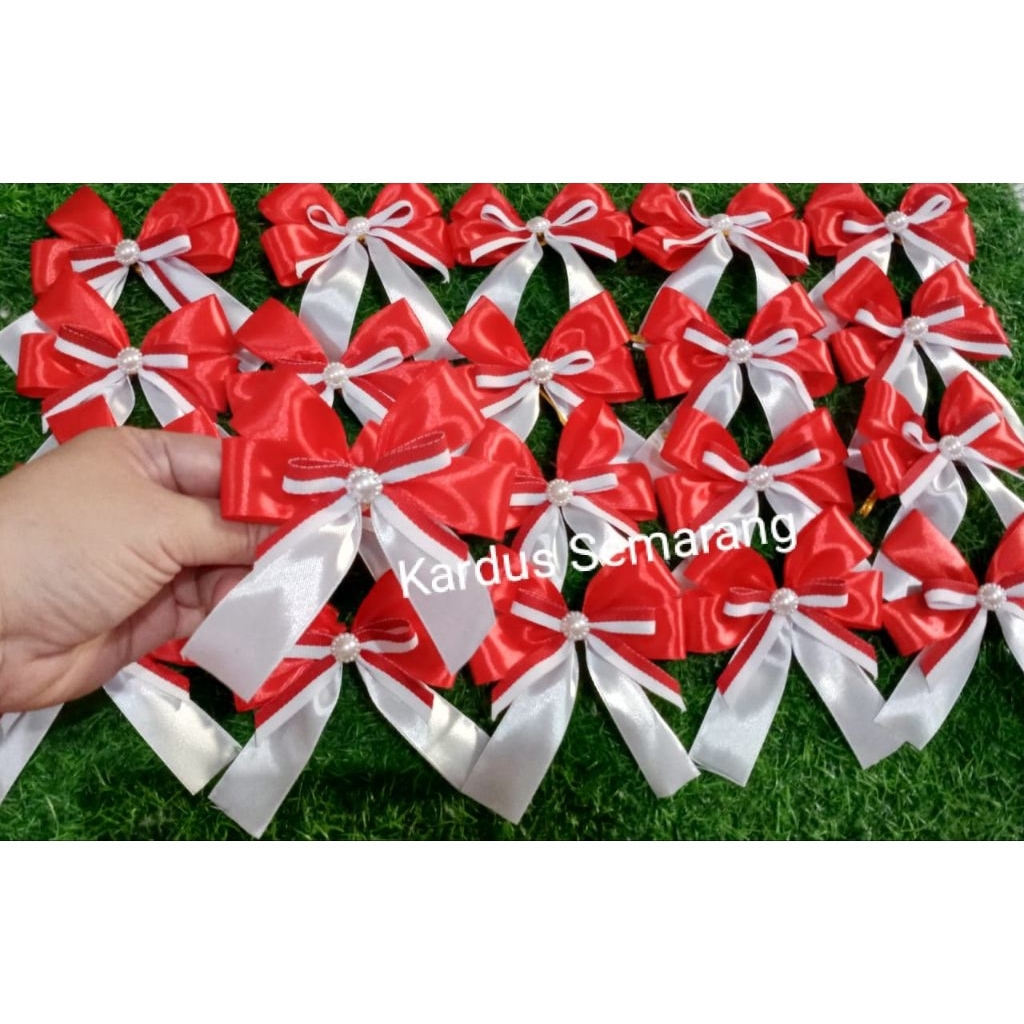 MERAH RED AND WHITE RIBBON (PER PCS) | Shopee Singapore