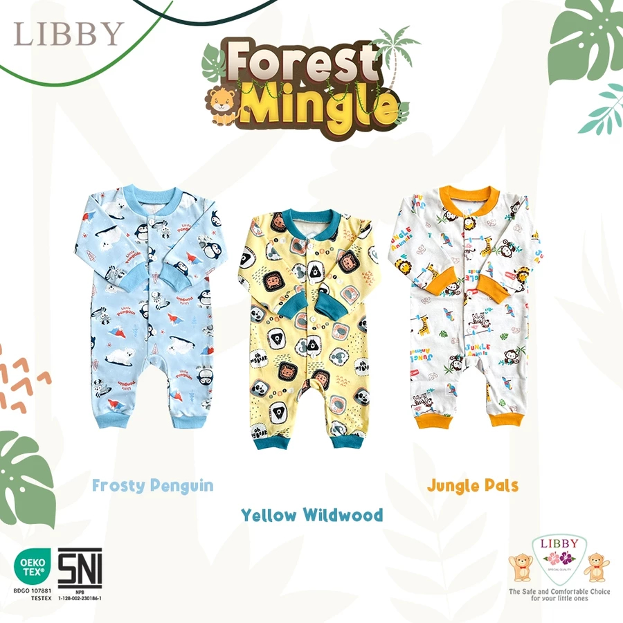 Libby Baby Jumpsuit with open/close legs, Newborn Baby Motif (1 pcs ...