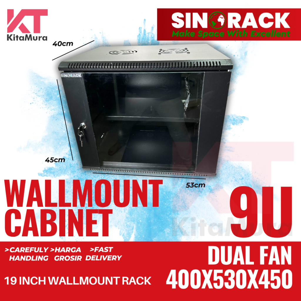 Wallmount Rack Server 9U Server Rack Size 9U Single Glass Door Premium ...
