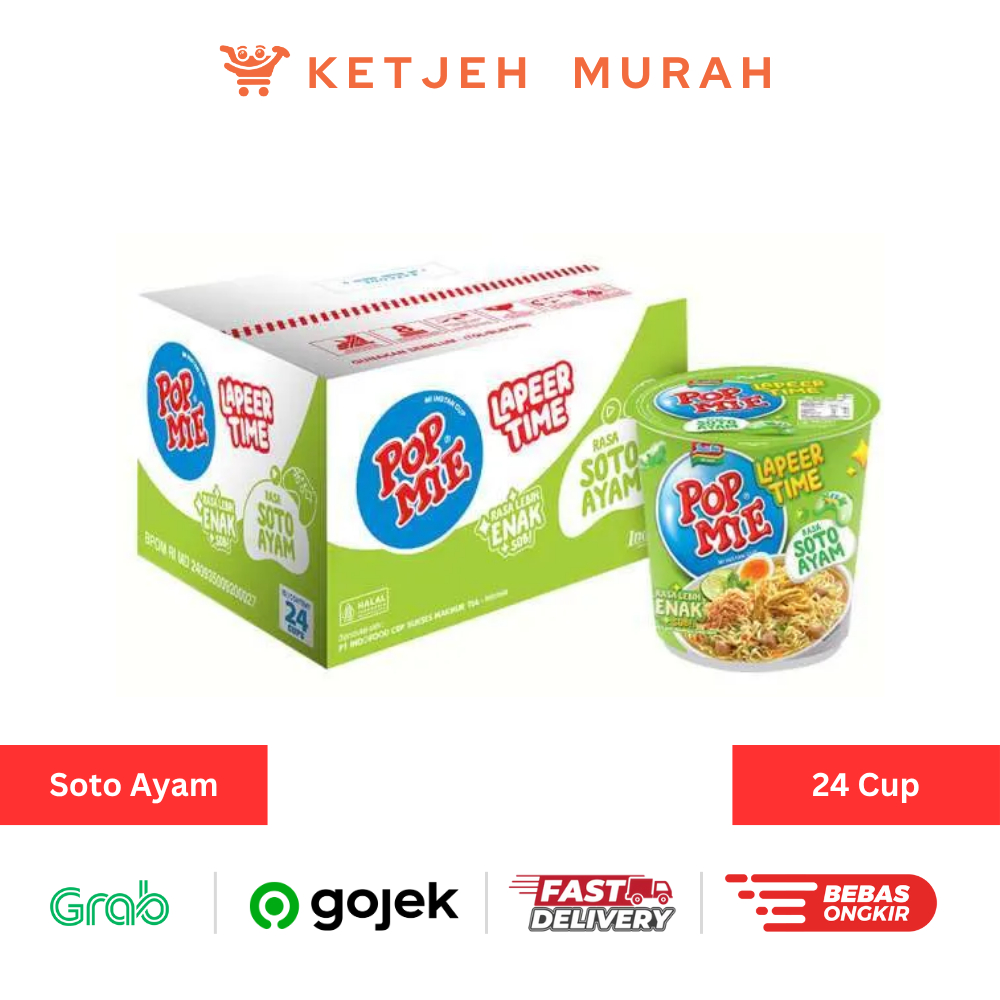 Pop Mie Instant Noodles with Jumbo Chicken Soto Flavor, 1 Box contains ...