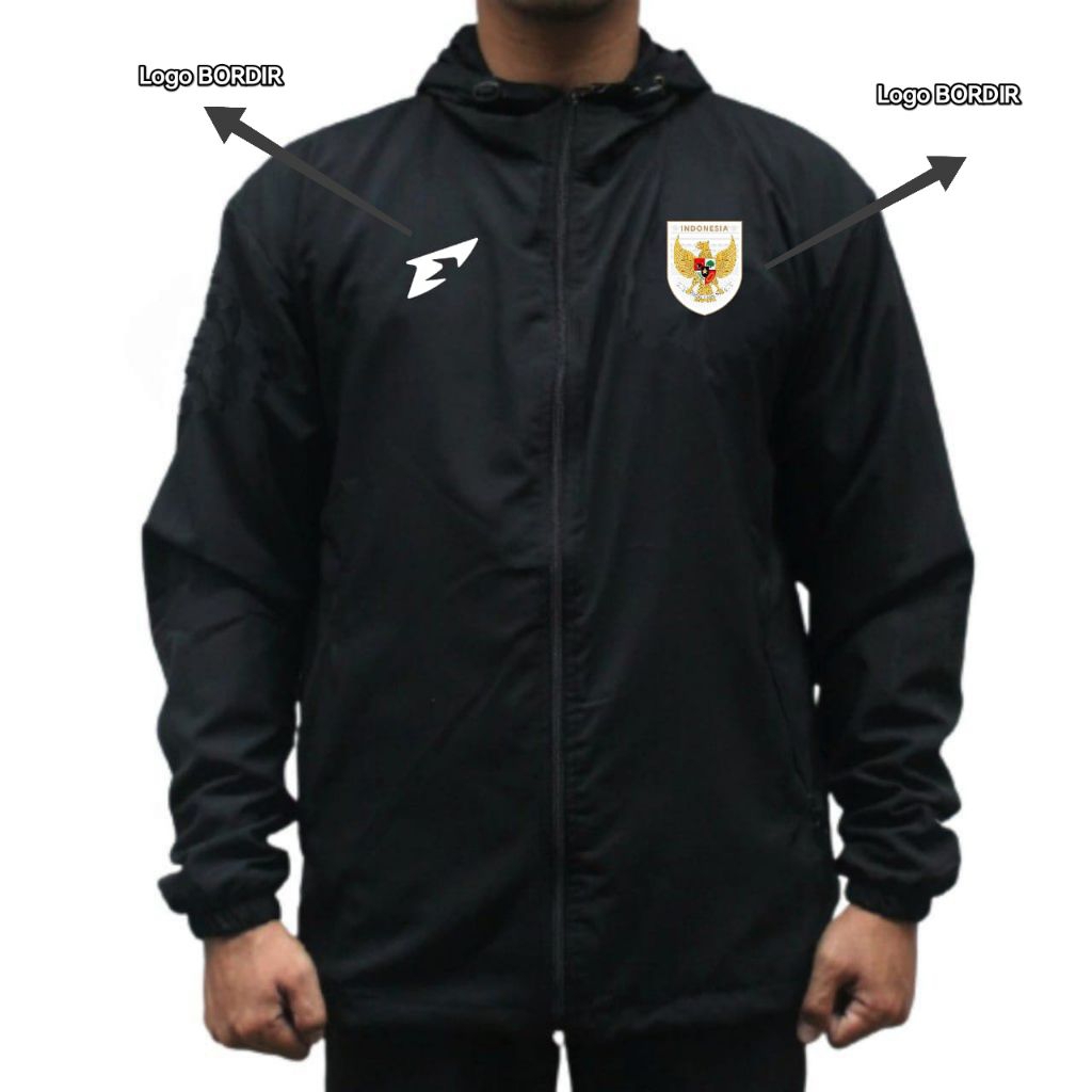 INDONESIAN NATIONAL TEAM PARACHUTE FOOTBALL JACKET 2025 ERSPO BLACK ...