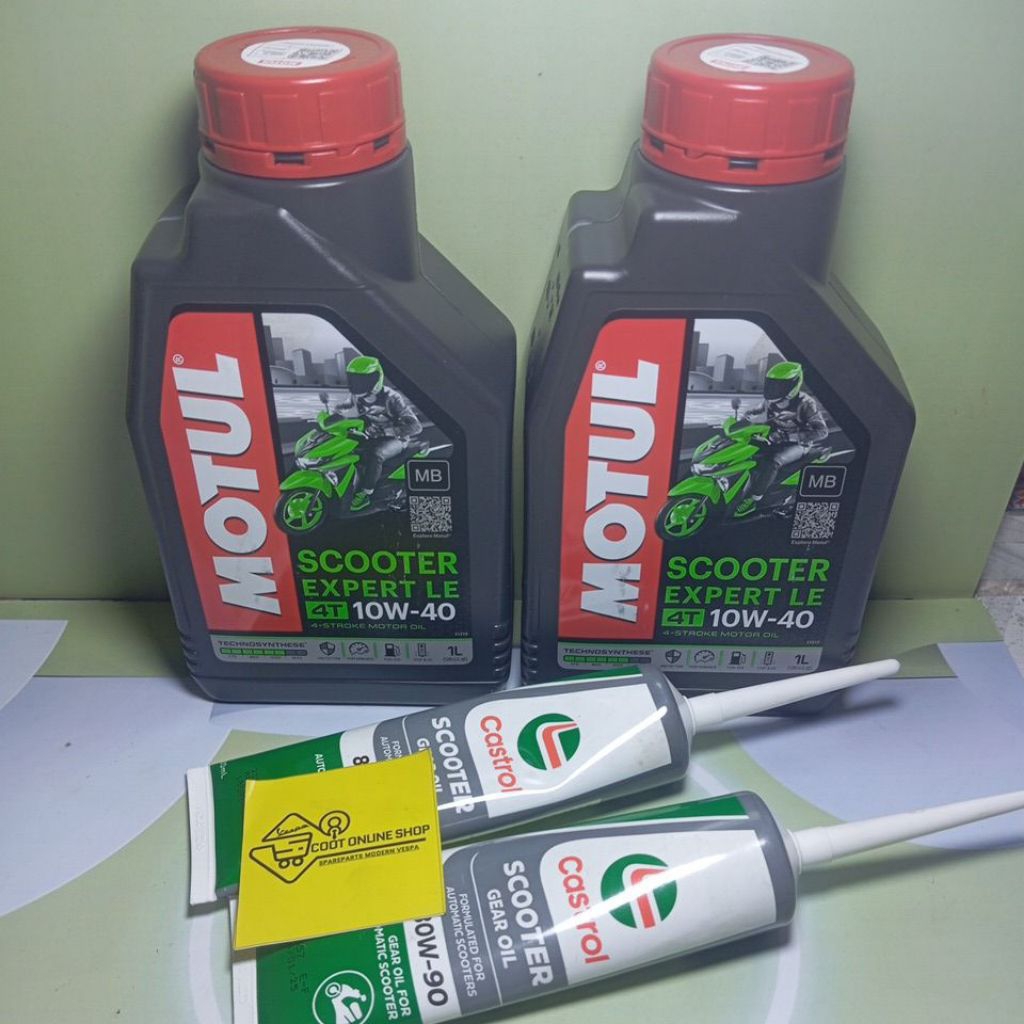 MESIN Vespa Matic 3V IGET Engine Oil Package (Mok Engine Oil & Castrol ...