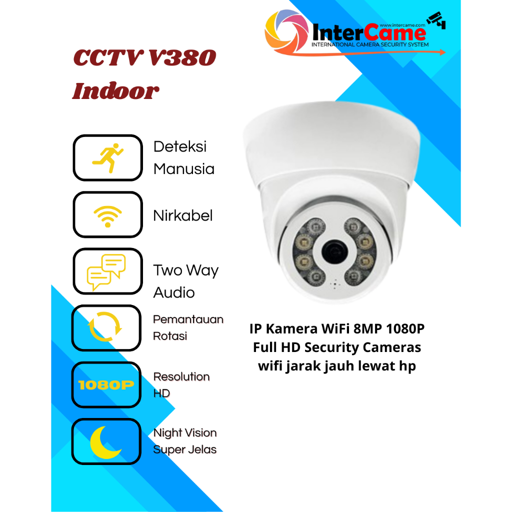 HP CCTV V380 Pro IP Camera Indoor WiFi 8MP 1080P Full HD with Human ...
