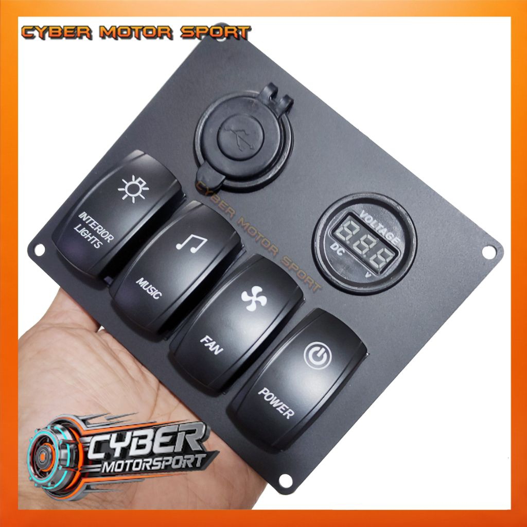 Car dashboard panel instrument 4 switch volt meter dc socket 12 volt 24 ...
