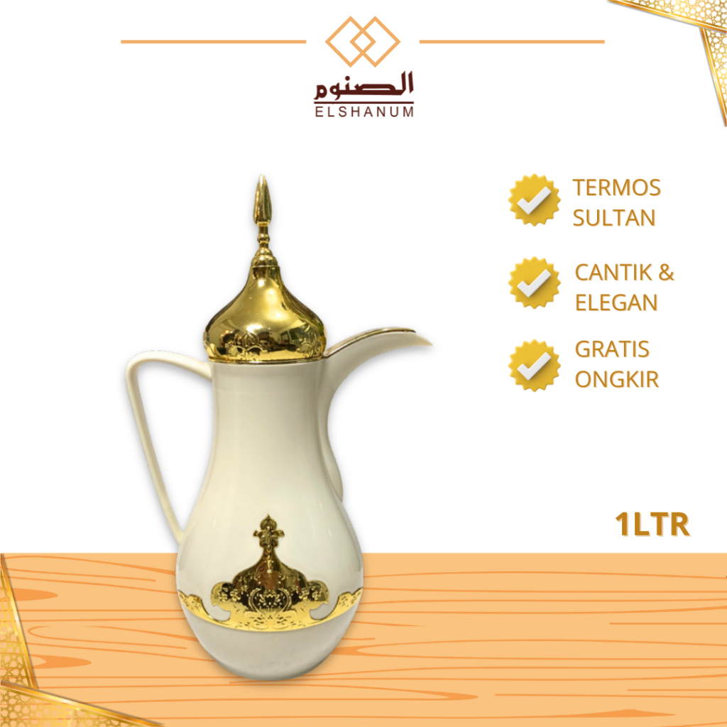 TERMOS Aladdin Model Arabic Thermos Cream Color Gold Motif Heat ...
