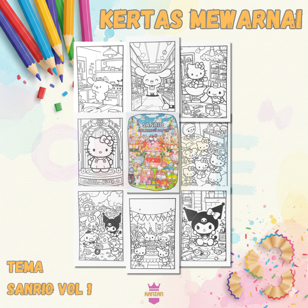 50 Sheets of SANRIO Themed Children's Coloring Paper VOL 1 - CINNAMOROL ...
