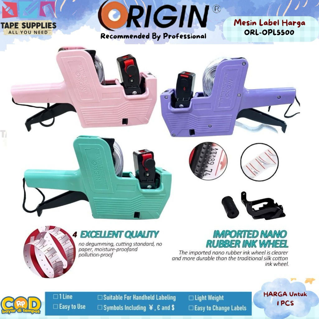 MESIN ORIGIN ORL-OPL5500 Price Label Machine | Tag Gun 1 Line + Ink ...