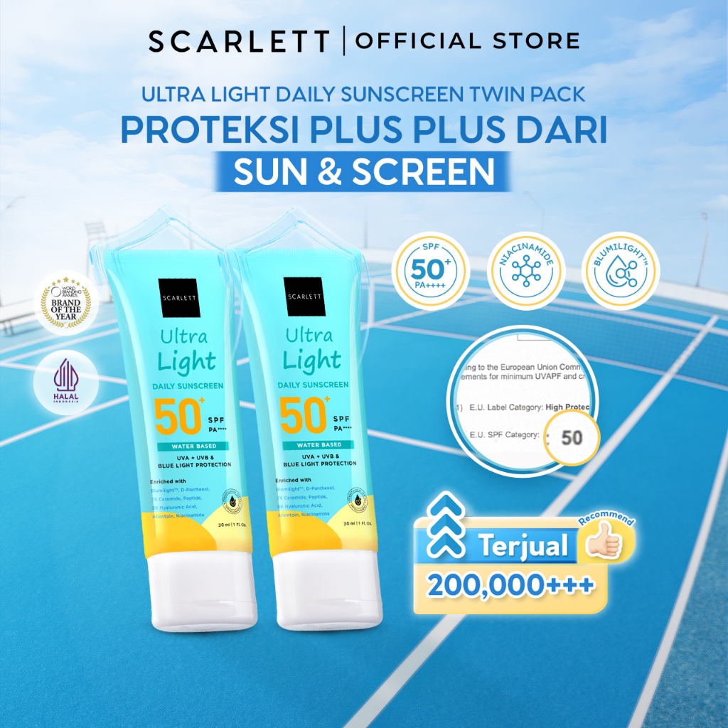 SCARLETT [Oily Skin Friendly] Twin Pack Ultra Light Daily Sunscreen SPF ...