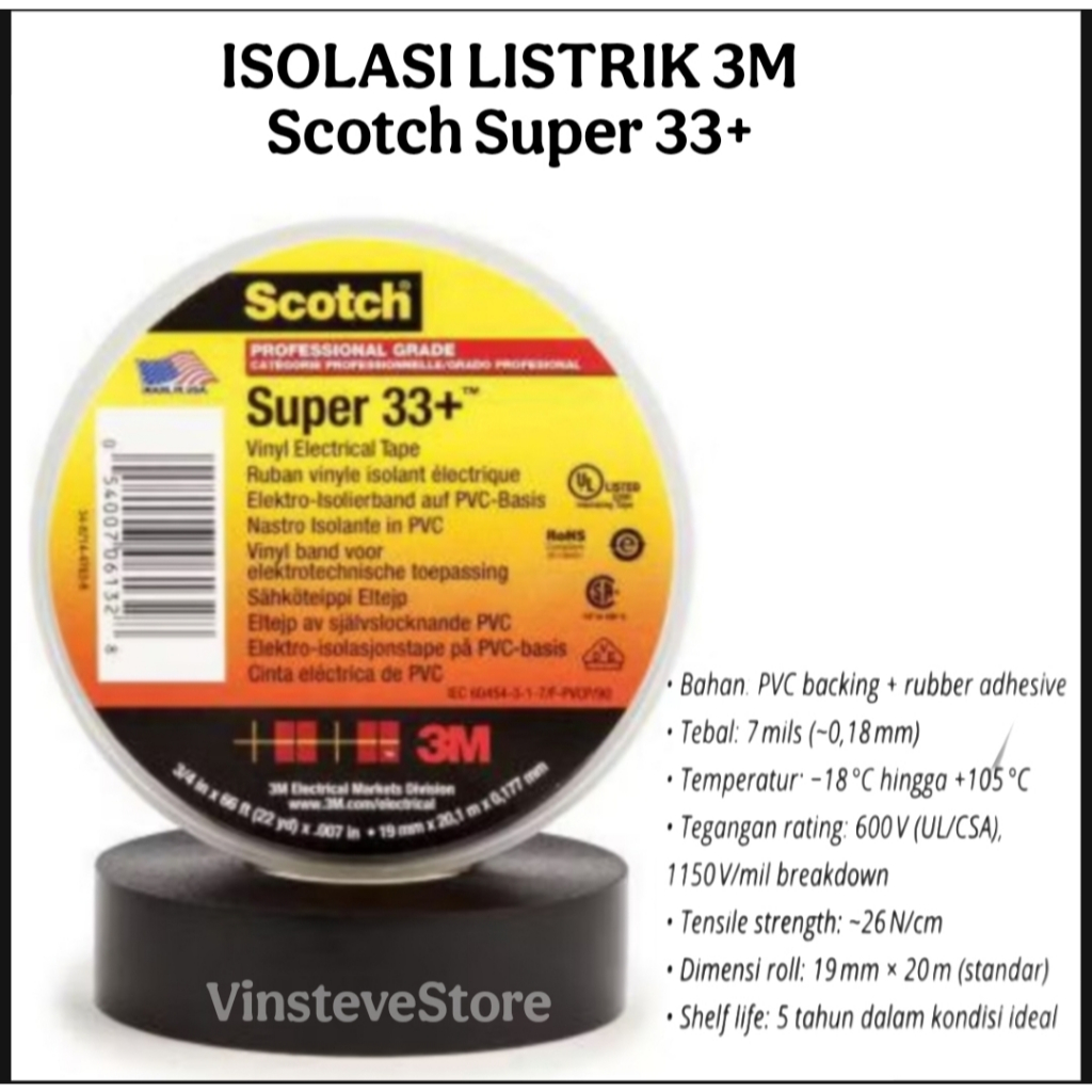 3M Scotch Super 33+ (Vinyl Electrical Tape - Original 3M Premium ...