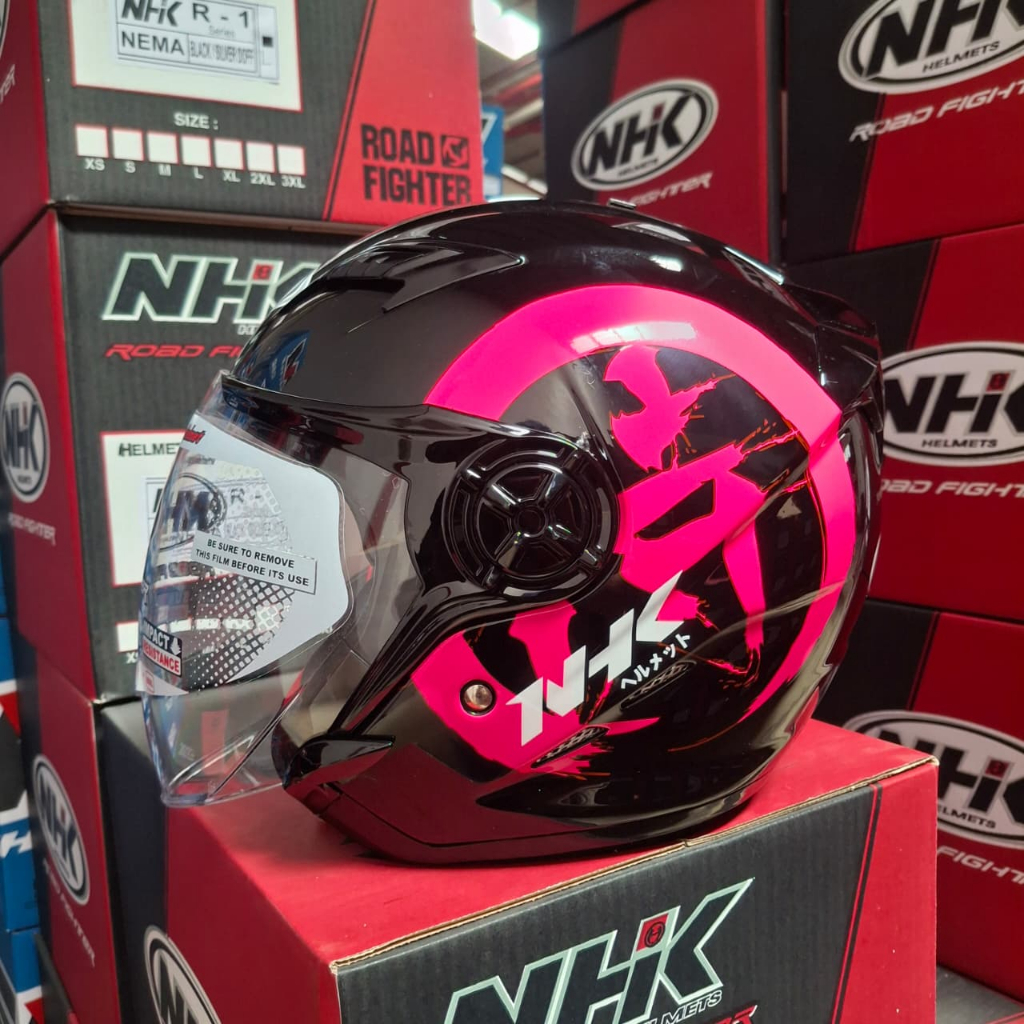 NHK GLADIATOR KANJI 1 BLACK PINK OPEN FACE DOUBLE VISOR | Shopee Singapore