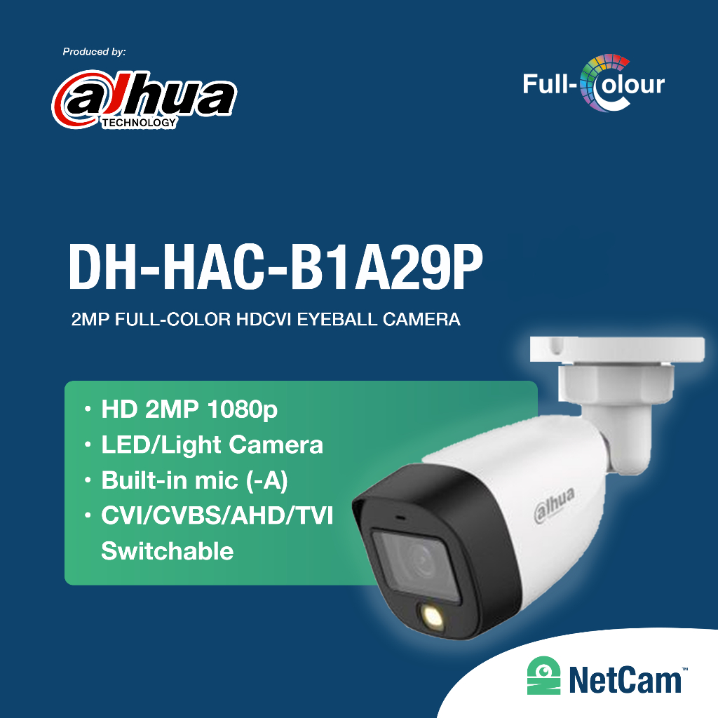 DAHUA CCTV CAMERA FULL COLOR 2MP OUTDOOR FULL COLOR DH-HAC-B1A29P ...