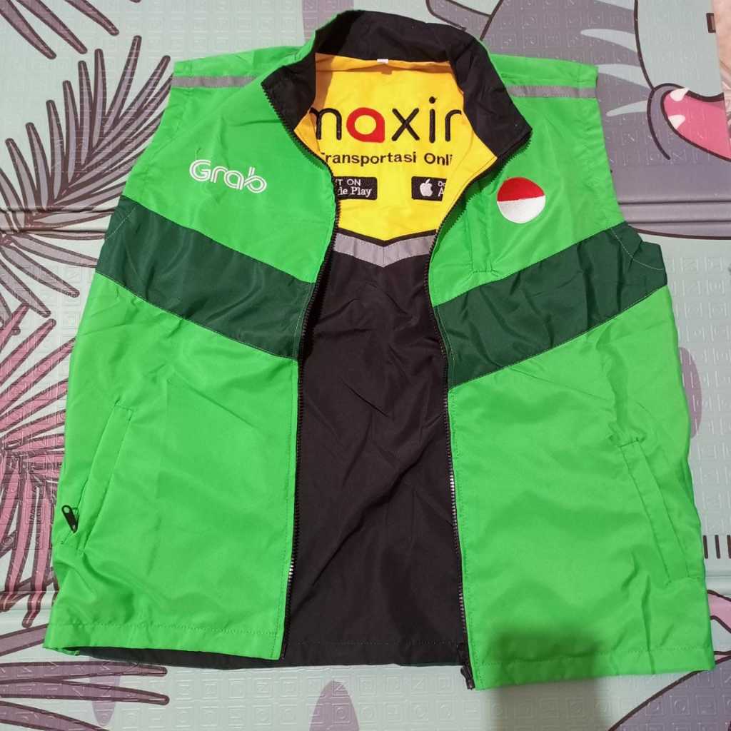 GRAB MAXIM BLACK WATERPROOF EMBROIDERED VEST READY M-4XL | Shopee Singapore