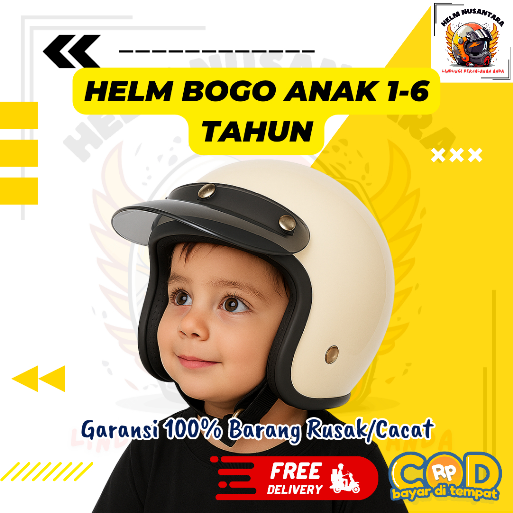 SNI Bogo Motorcycle Helmet for Children Ages 2 3 4 5 6 Years - Cute ...
