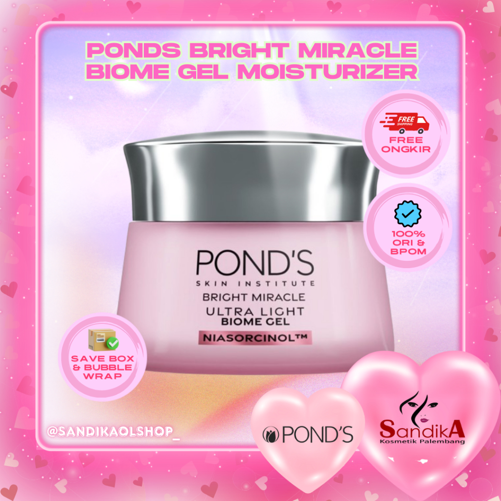 Ponds Bright Miracle Ultra Light Biome Gel Brightening Moisturizer Gel ...