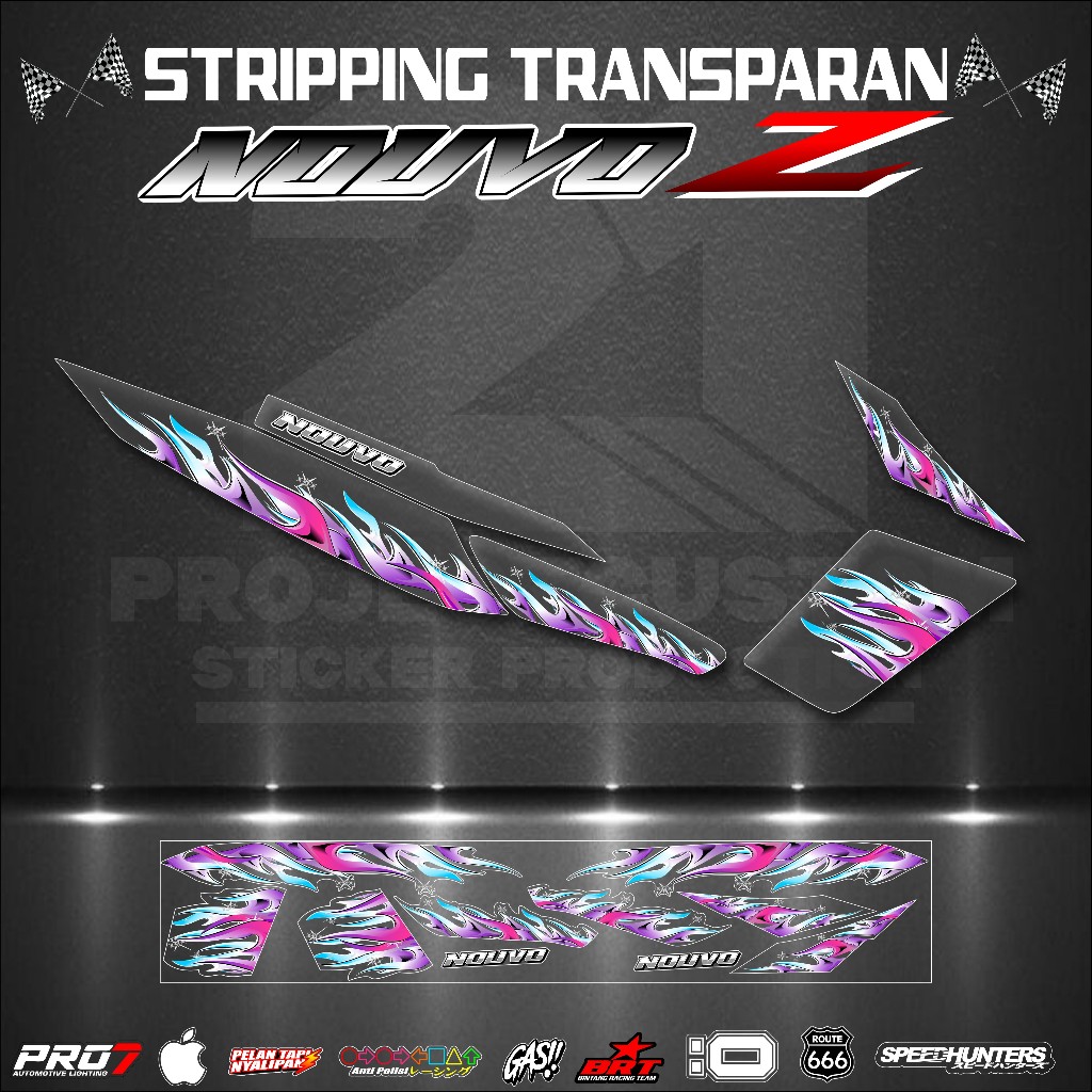 TRANSPARENT STRIPPING STICKER FOR NOUVO MX-Z MOTORCYCLE, SPECIAL FLAME ...