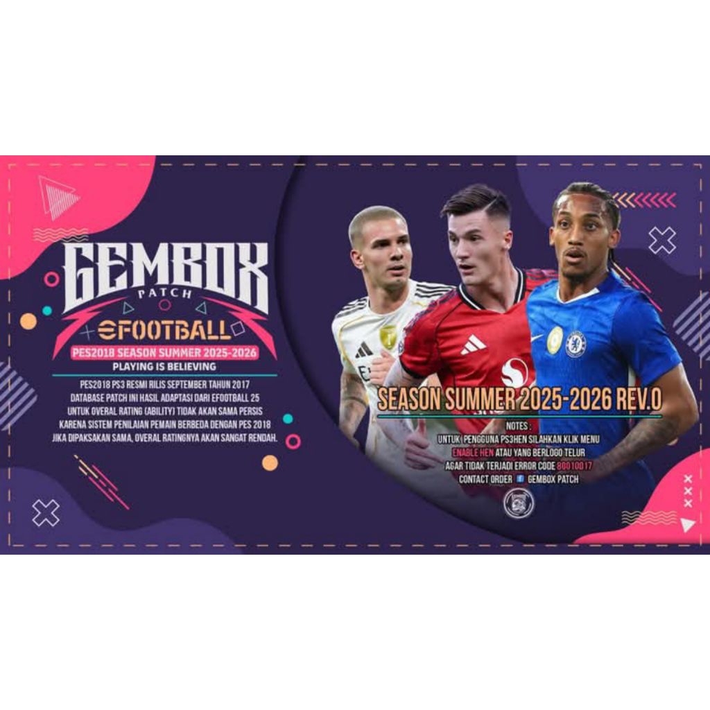 PES 2026 GEMBOX PATCH PS3 SEASION 2025/2026 | Shopee Singapore