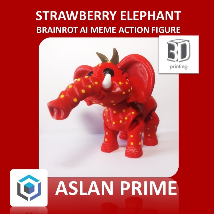 STRAWBERRY ELEPHANT ACTION FIGURE 3D Print Steal a Brainrot Roblox Toy ...