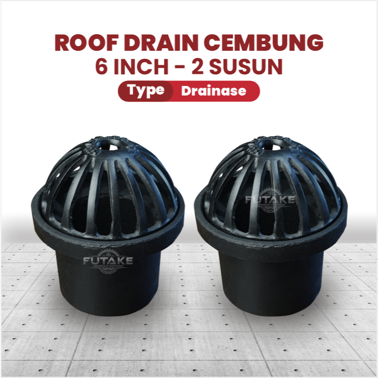 FUTAKE - 6 Inch 2-Tier Cast Iron Convex Roof Drain 6 Inch 2-Tier Cast ...