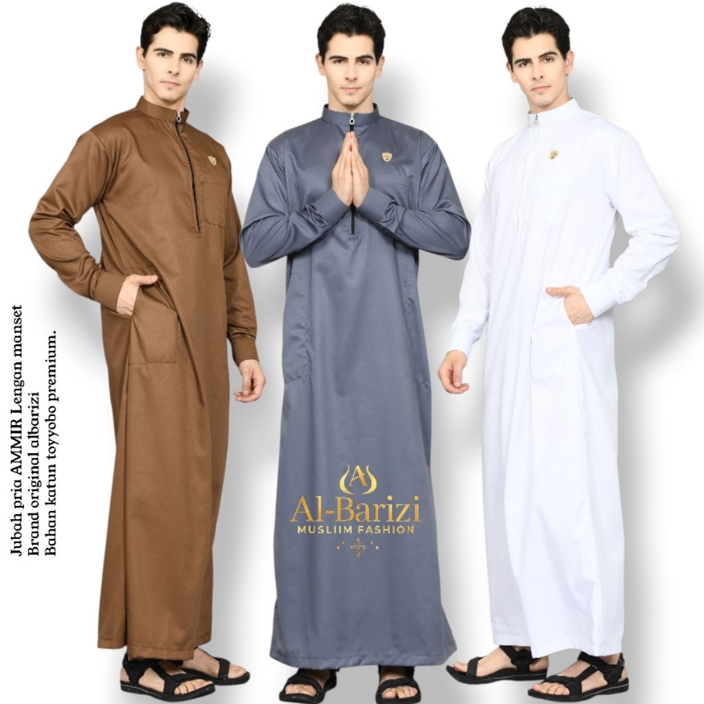 KATUN Men's robe [AMMIR]/ robe, plain men's robe, cuffed sleeves ...