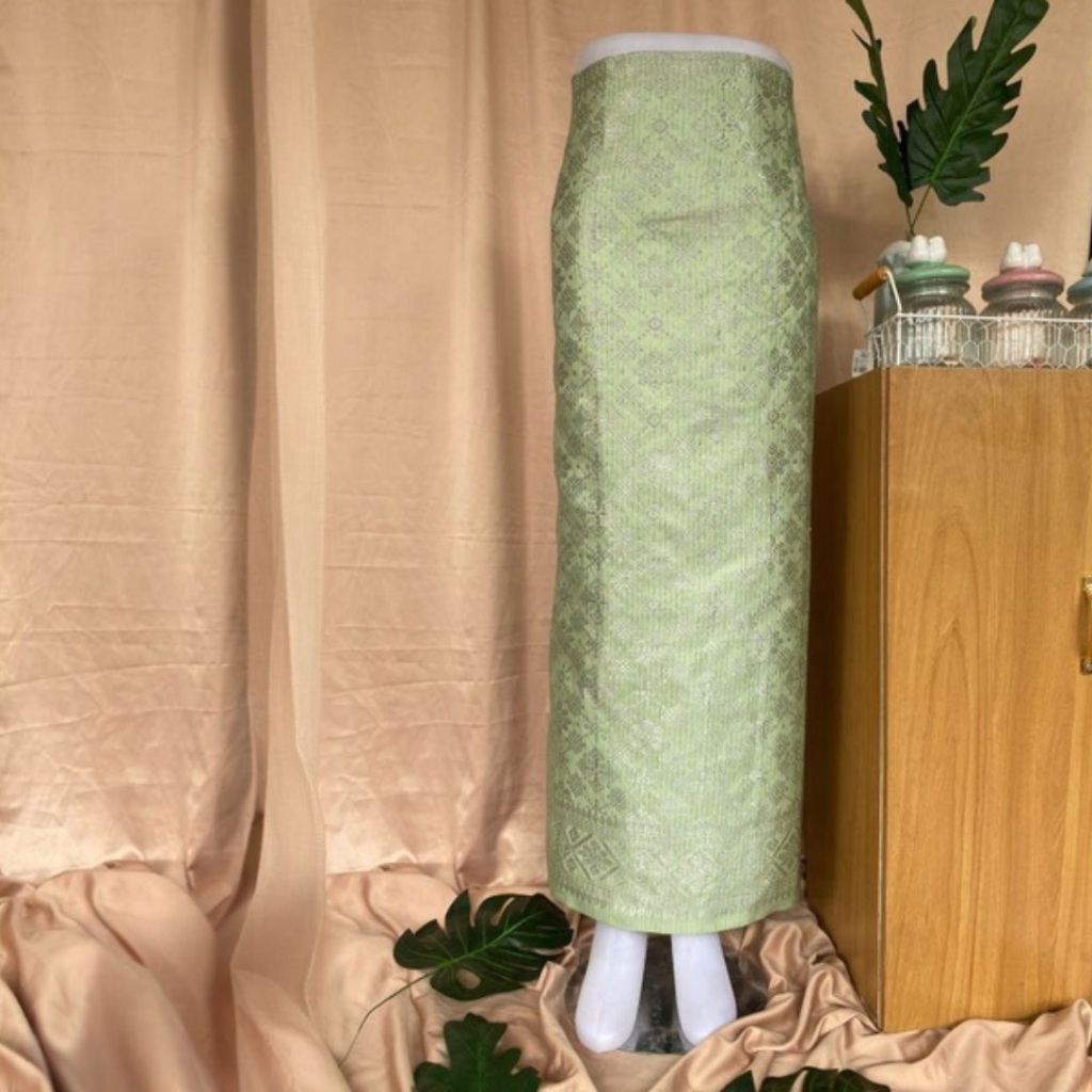 Sage Green Songket Wrap Skirt Modern Women's Songket Fabric Kebaya ...