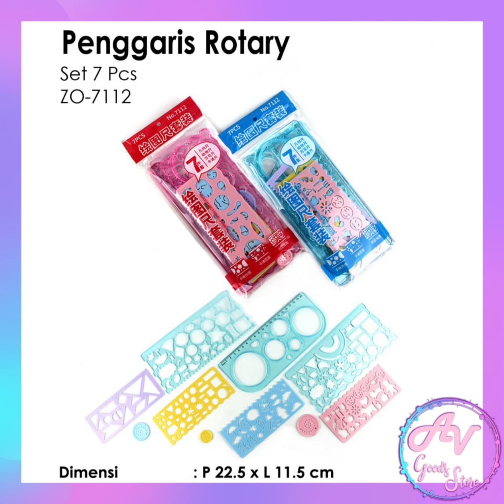 Rotary Ruler Set 7in1 7112 1 Pack of Pattern Rulers, 7 Pieces / Ruler ...