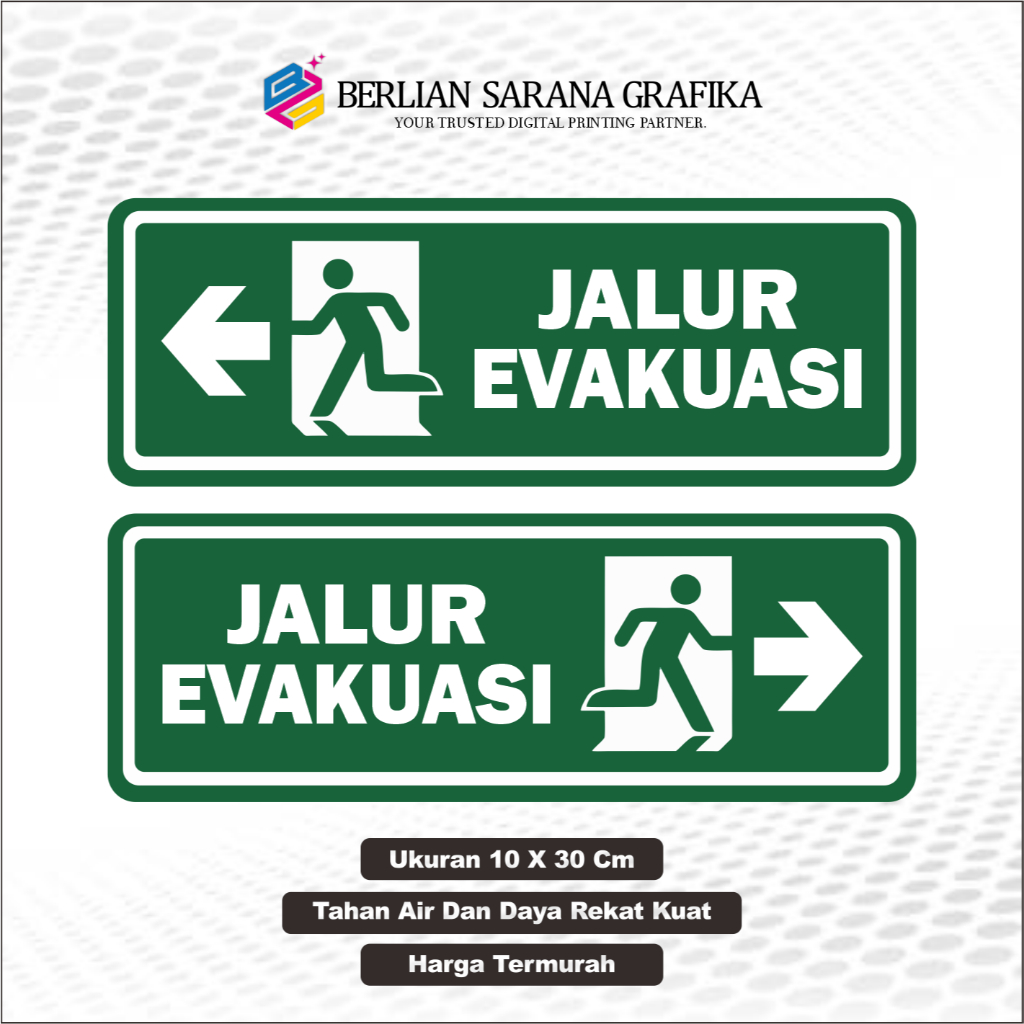 EVACUATION ROUTE SIGN BOARD / EVACUATION ROUTE VINYL STICKER ...