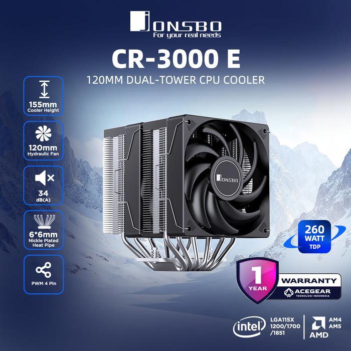 Jonsbo CR-3000E Cpu Air Cooler Dual Tower 6Heatpipe Intel & AMD ...