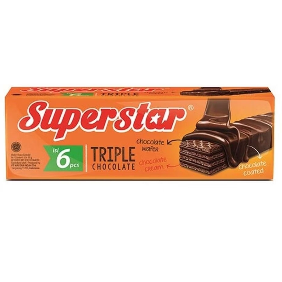 Superstar Wafer Triple Chocolate 1 Box contains 6 Pcs | Shopee Singapore