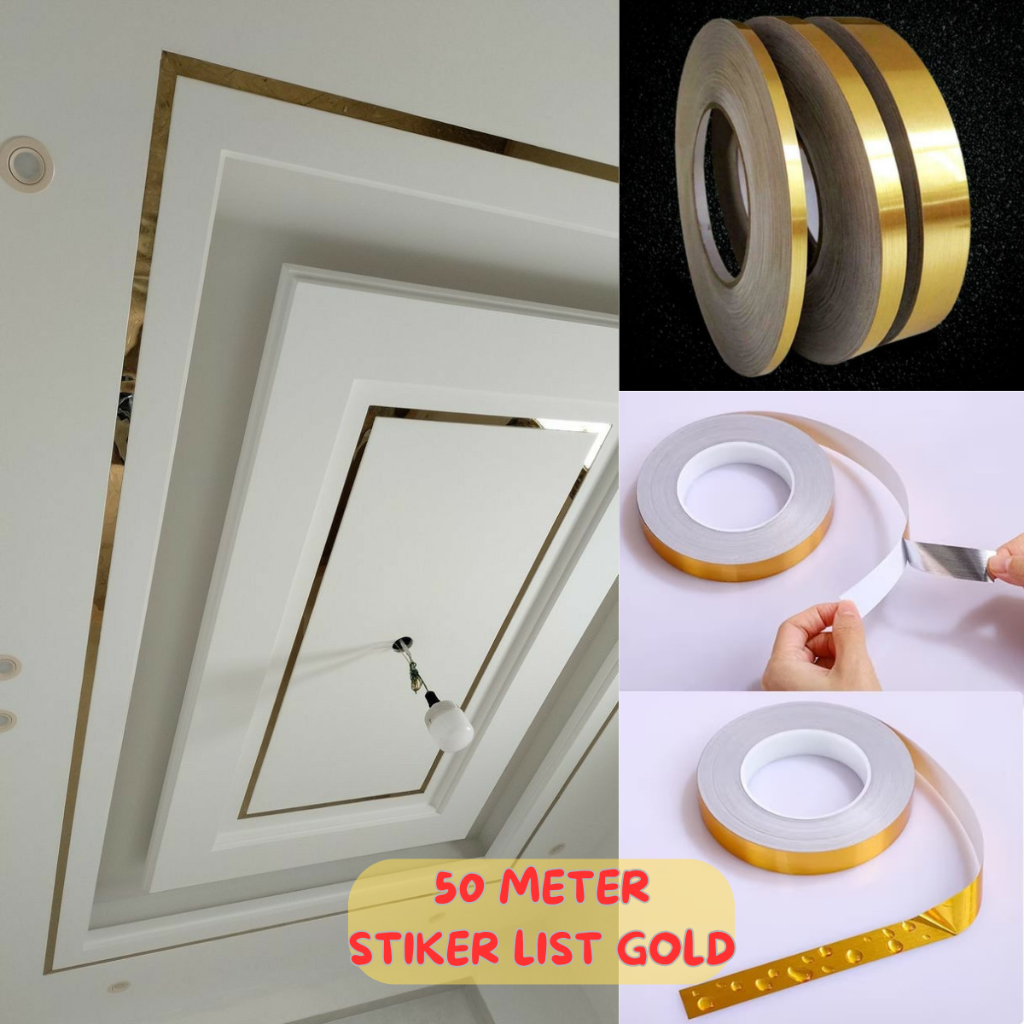GOLD LIST STICKER 50 METERS LENGTH 0.5cm width 1cm/ 2cm/ | Shopee Singapore