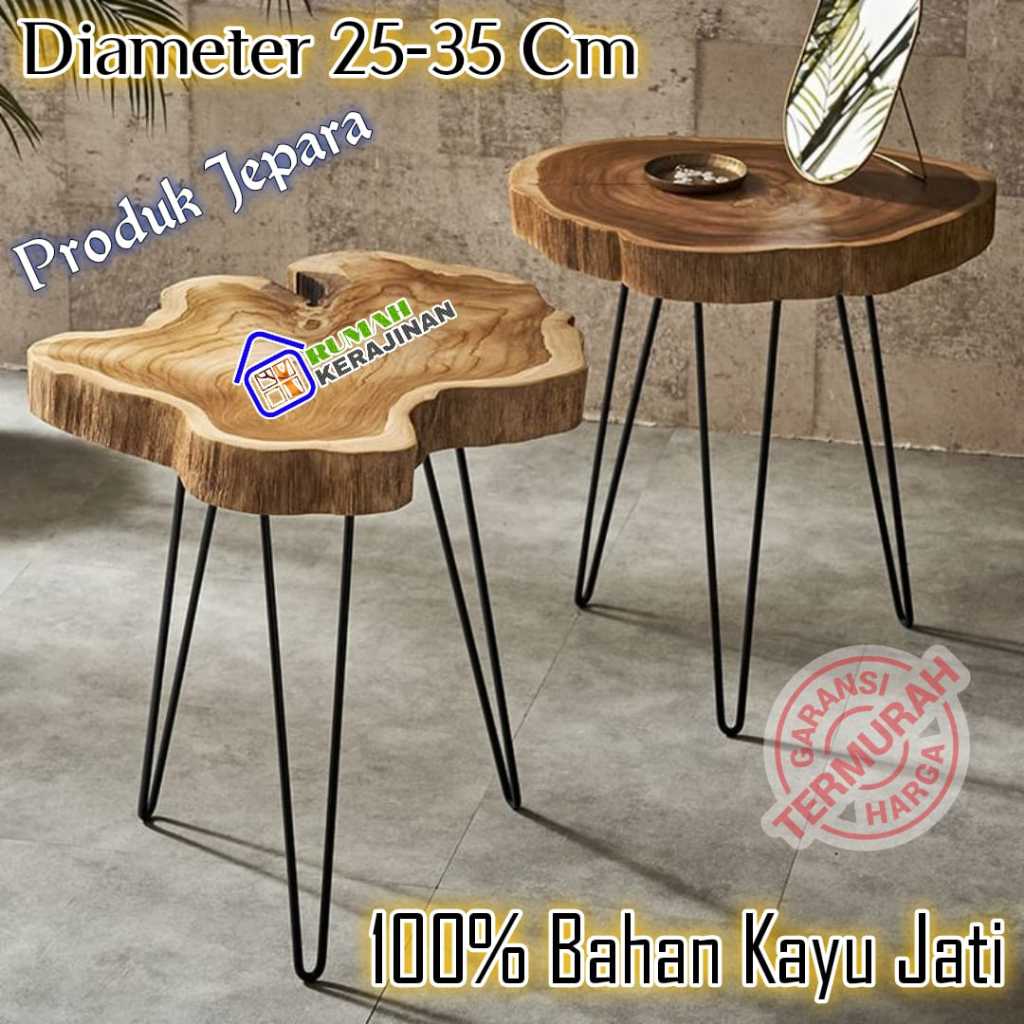 Minimalist Teak Root Table 35 cm High with Iron Legs - Terrace Table ...