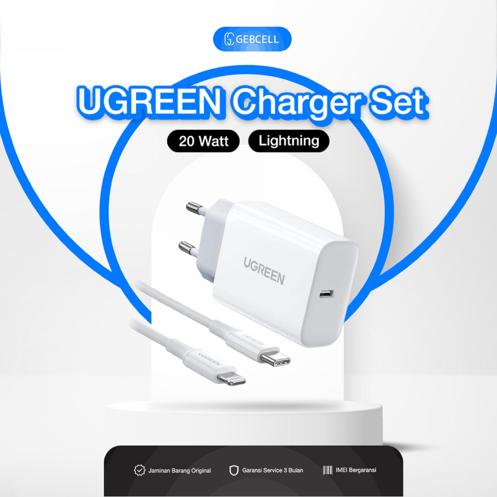 UGREEN CHARGER SET LIGHTNING PD 20W FAST CHARGER WHITE | Shopee Singapore