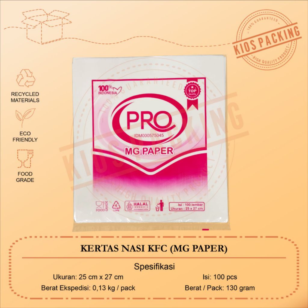 KFC Rice Paper / MCD Paper 25x27 | Kebab / Burger Wrapping Paper 25 x ...