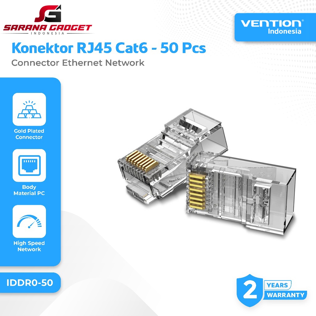 VENTION IDDR0-50 LAN Connector RJ45 Cat6 UTP Modular Gigabit Jack Plug ...
