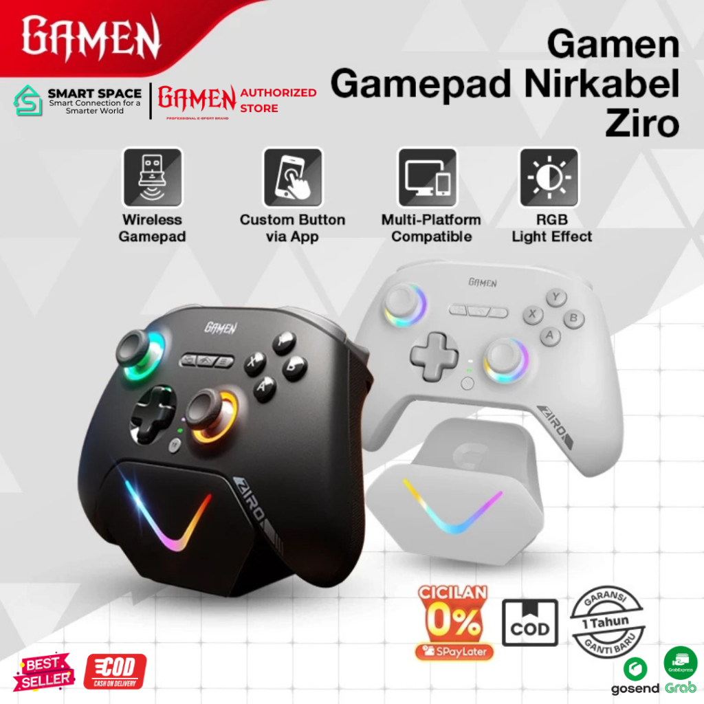 GAMEN Gamepad Wireless Ziro Free Docking Joystick 3 Modes Dongle USB ...