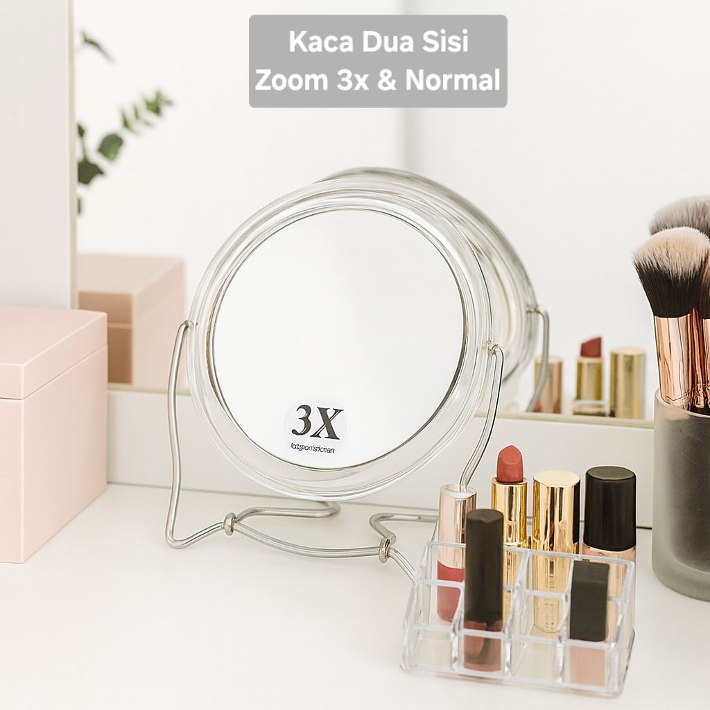 (WEIGHT) BE9726 GLASS Double Mirror 2 Way ZOOM 3x Shatterproof Makeup ...