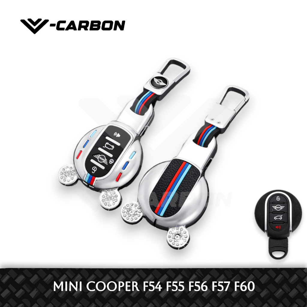 V-Carbon Metal Key Cover Smartkey Casing Metal Key Cover Mini Cooper ...