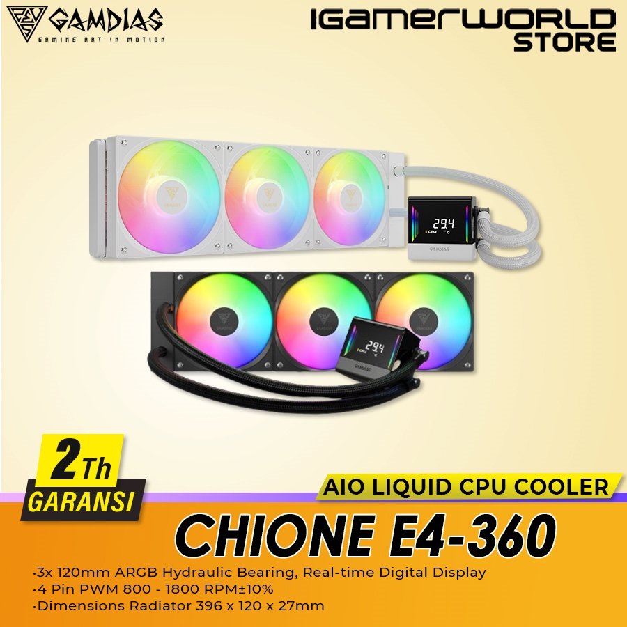 Gamdias CHIONE E4 240 / E4 360 ARGB AIO Liquid CPU PC Cooler with Digital Monitor | Shopee Singapore
