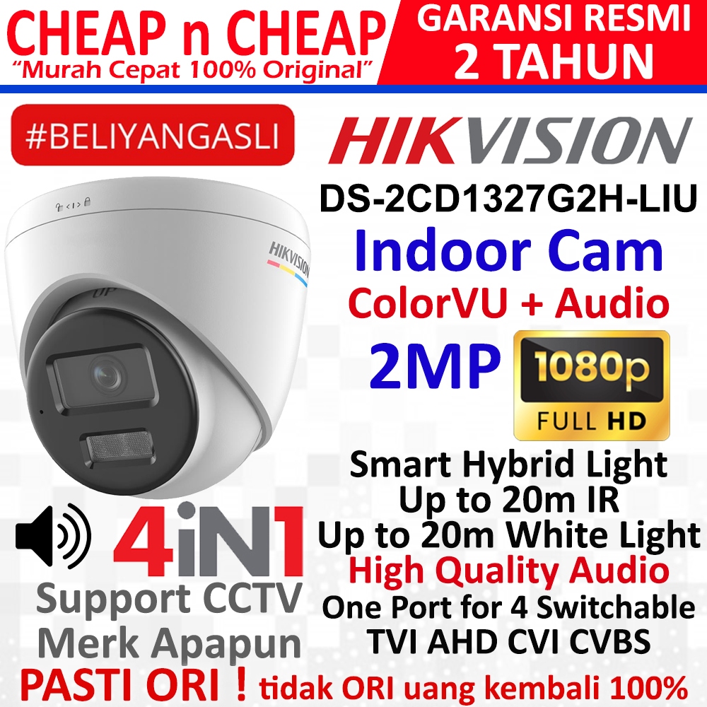 IP Cam HikVision 2MP Indoor ColorVu Audio DS-2CD1327G2H-LIU - IP Cam PoE Hik Vision | Shopee ...