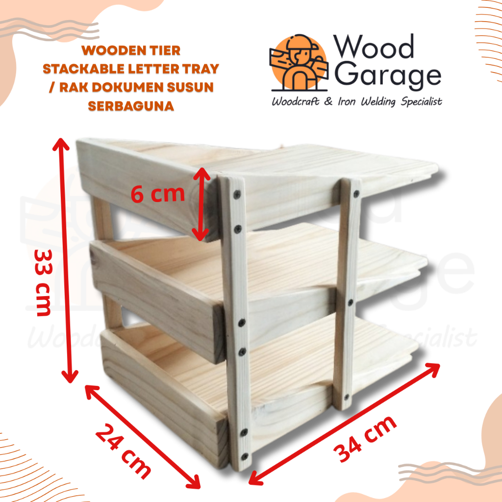 Wooden tier stacking letter tray multi-purpose stacking document rack ...