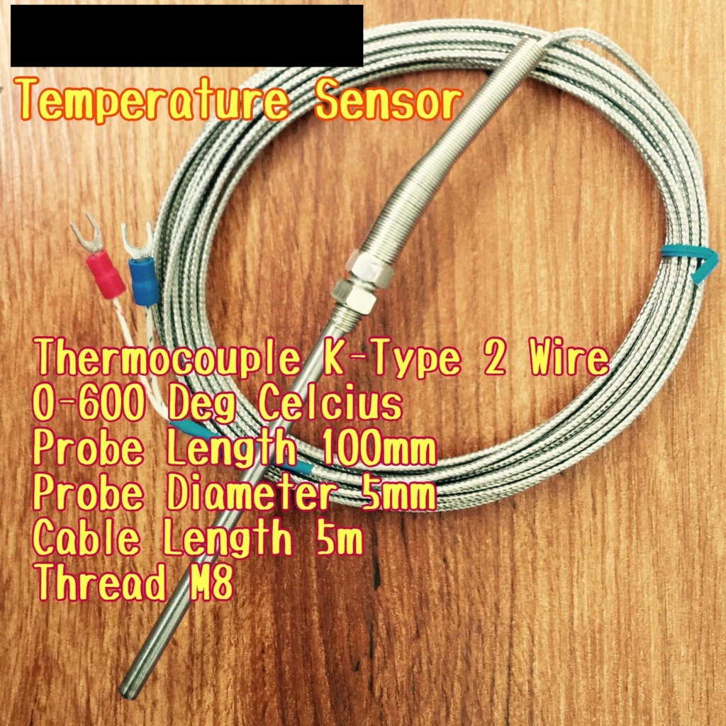 5m Type K Temperature Sensor Probe 100mm Thermocouple TC-K | Shopee ...