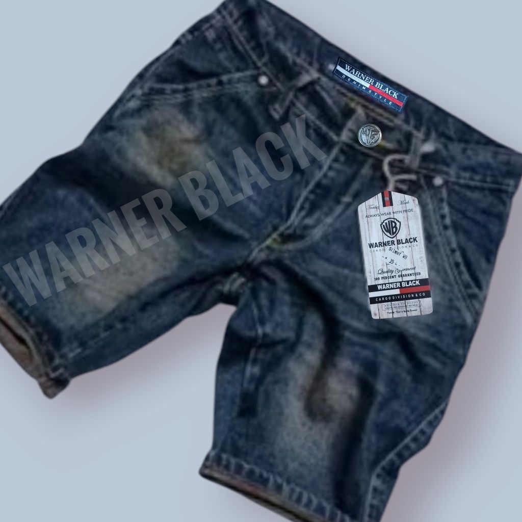 WARNERBLACK MEN'S SKINNY SHORT JEANS / PLAIN WHISCER SHORTS / MEN'S ...