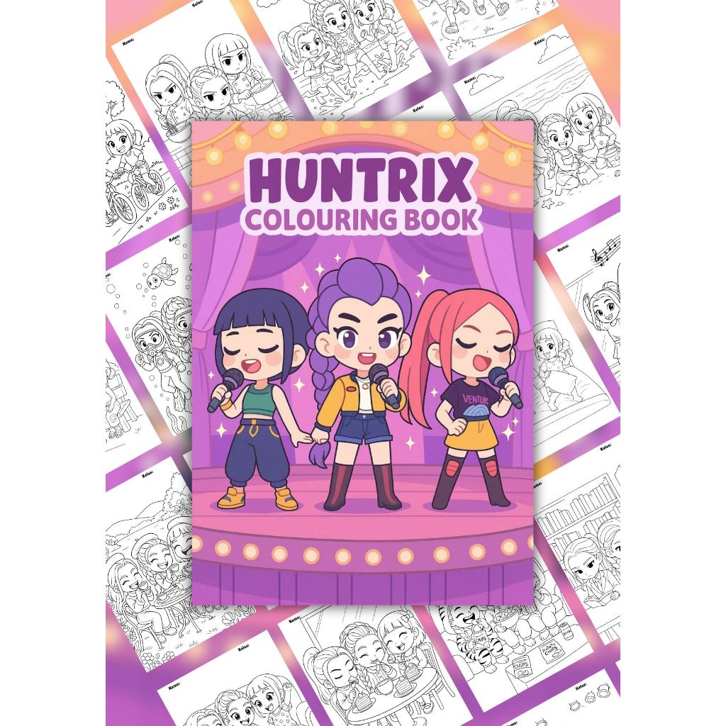KPOP Demon Hunter Huntrix Mira Rumi Zoe Children's Coloring Sheet - 25 ...
