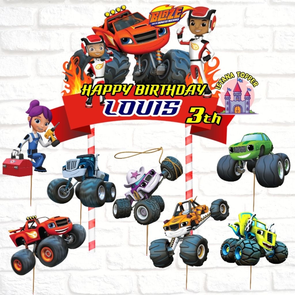 CUSTOM Name Topper with BLAZE MONSTER MACHINES Theme Birthday Name ...