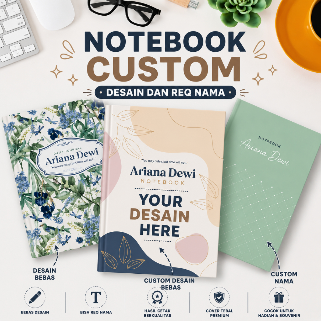 Custom Notebook Design Hardcover Cover A5 Size Contents 100 sheets/ 200 ...