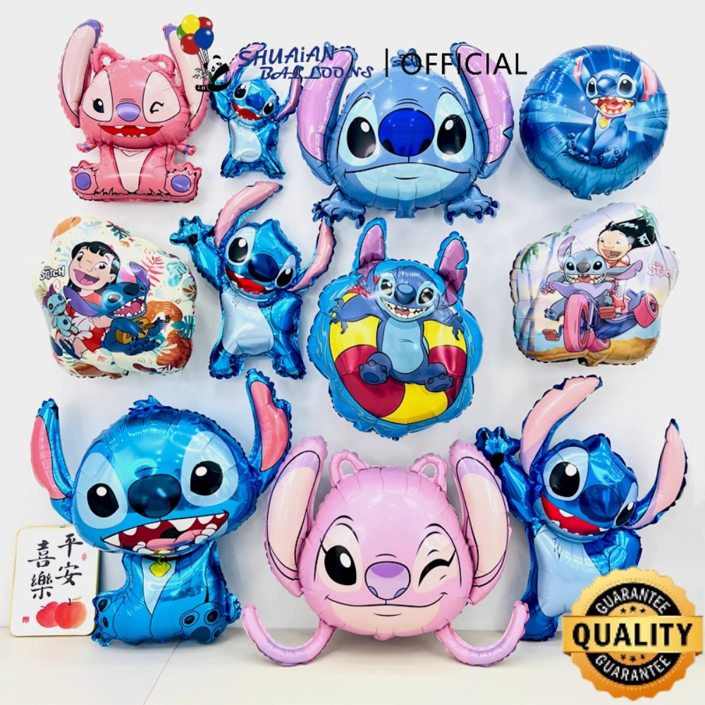 SHUAIAN Cartoon Character Foil Balloon Stitch Jumbo Angel Lilo Round ...