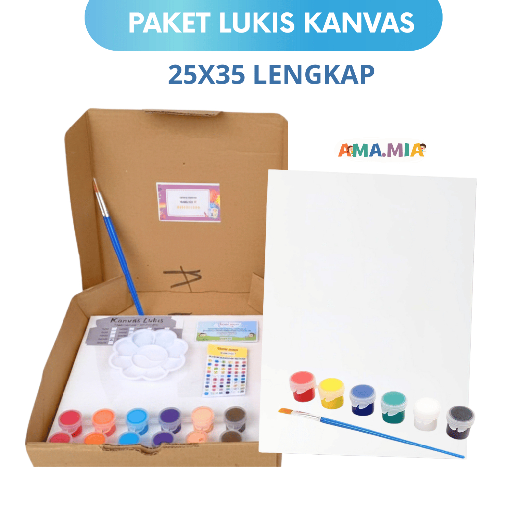 4 In 1 Painting Package With 25x35cm Canvas Painting Free Paint Brush ...