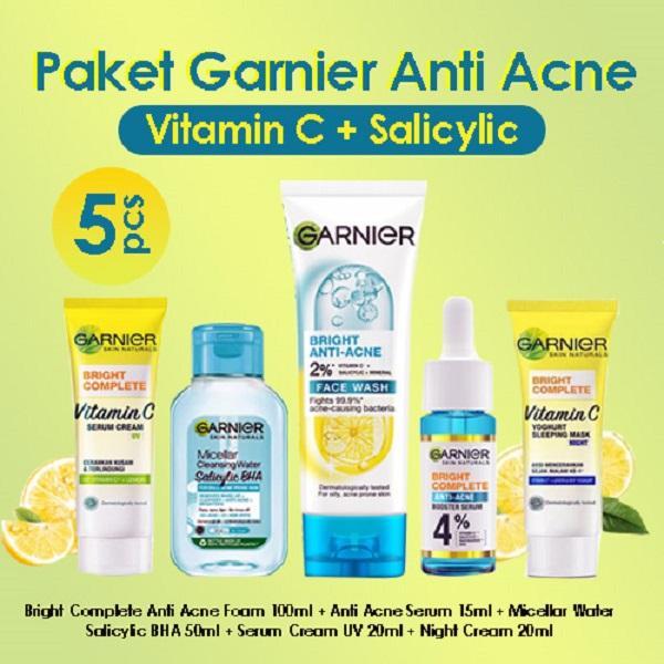 Garnier Bright Complete Package for Acne Prone Skin 5pcs - Oily, Acne ...