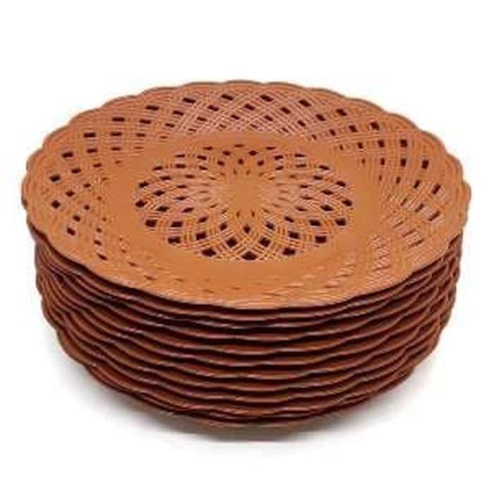 (12 pcs) 24 cm plastic rattan woven plates plate coasters 1 dozen ...