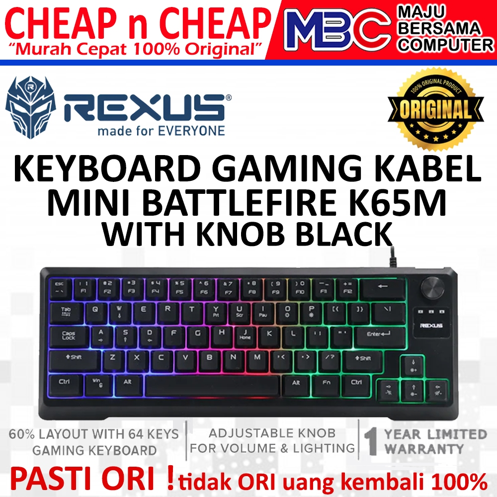 Rexus Mini Battlefire K65M Adjustable Knob Gaming Keyboard For Volume ...
